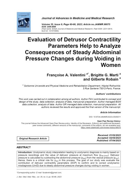 Pdf Evaluation Of Detrusor Contractility Parameters Help To Analyze Consequences Of Steady
