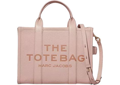 Marc Jacobs The Leather Medium Tote Bag Rose In Full Grained Leather