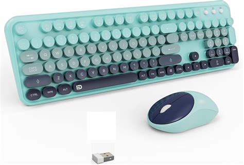 Wireless Keyboard And Mouse Set 104 Round Keys Full Size Cute Colorful Keyboard And