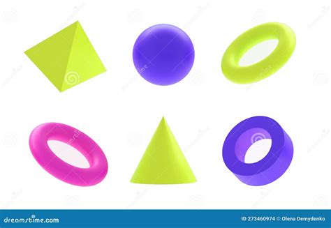 Set Of Primitive Shapes 3d Render White Geometric Shapes Isolated On