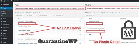 Code Freeze Your Wordpress Dashboard Introducing Quarantinewp M Asif