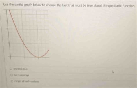 Use The Partial Graph Below To Choose The Fact That Must Be True About The Quadratic Funct Algebra