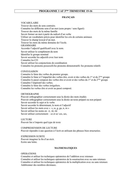 Programme 3 Af 3ème Trimestre 15