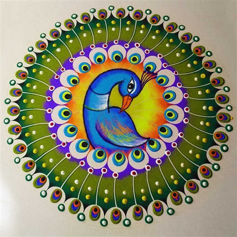 Peacock Rangoli Designs For Drawing