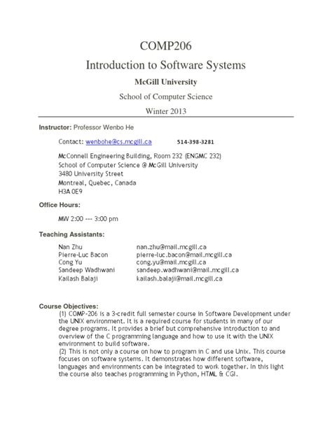 View Content Winter 2013 Comp 206 001 Intro To Software Systems Mycourses Mcgill