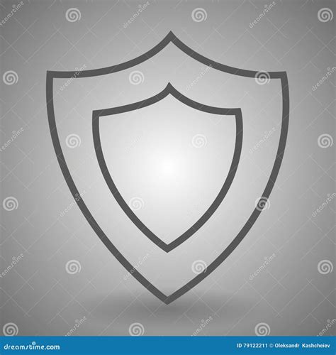 盾线性象 重线例证 保护等高标志 传染媒介被隔绝的外形图 库存例证 插画 包括有 平面 纹章 79122211