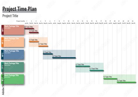 Gantt Chart Template Months Or Weeks Stock Vector Adobe Stock