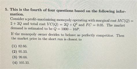 Solved This Is The Fourth Of Four Questions Based On The Chegg Com