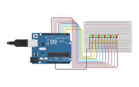 Circuit Design 10 Led Patterns Tinkercad