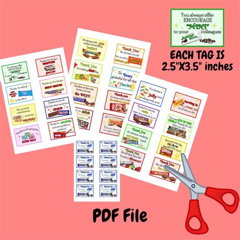 Employee Candy Bar T Tags Thank You Notes For Employee Appreciation Staff Appreciation Candy