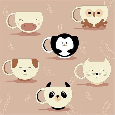 Premium Vector Funny Mugs Illustration