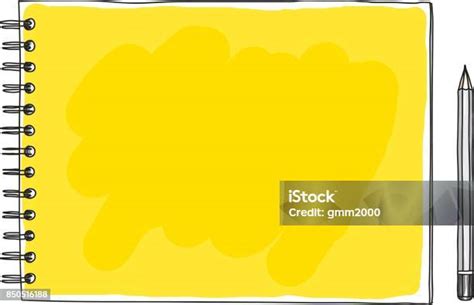 노란 노트북 및 회색 연필 손 그려진된 벡터 아트 일러스트 개념에 대한 스톡 벡터 아트 및 기타 이미지 개념 곡선 공란