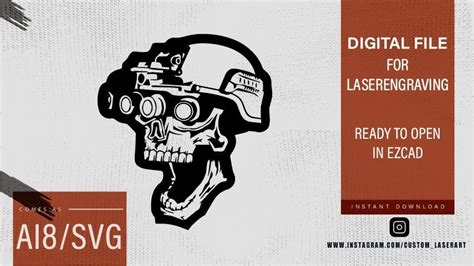ai8 svg skull digital download file for ezcad laserengraving etsy