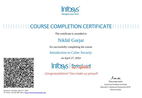 Finished Cybersecurity Course Nikhil Gurjar Posted On The Topic Linkedin