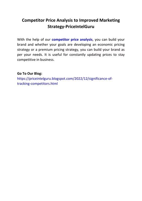 Ppt Competitor Price Analysis To Improved Marketing Strategy