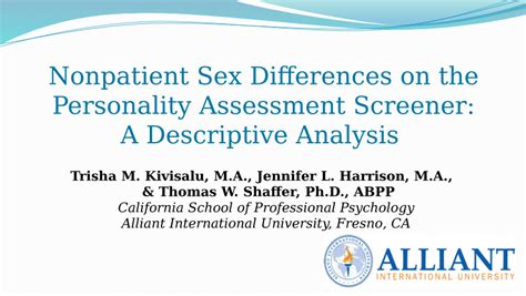 PDF Nonpatient Sex Differences On The Personality Assessment Screener A Descriptive Analysis
