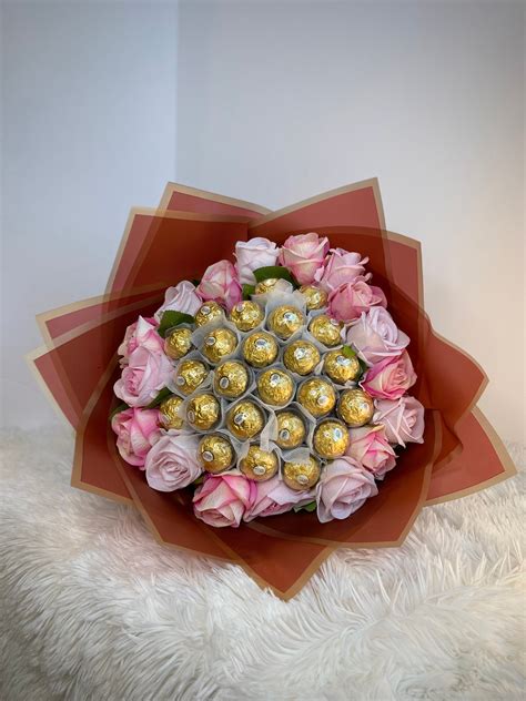 Large Chocolate Rose Bouquet T For Anniversary Chocolate Etsy