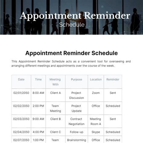 Free Appointment Reminder Schedule Template To Edit Online