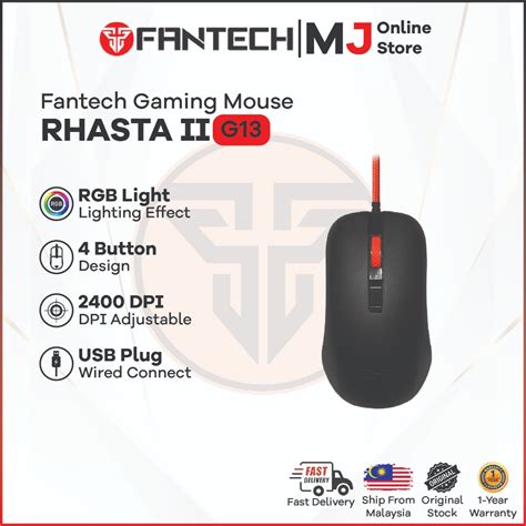 Fantech G13 Rhasta Ii Pro Gaming Mouse Rgb Lighting Effect Wired Gaming Mouse Shopee Malaysia