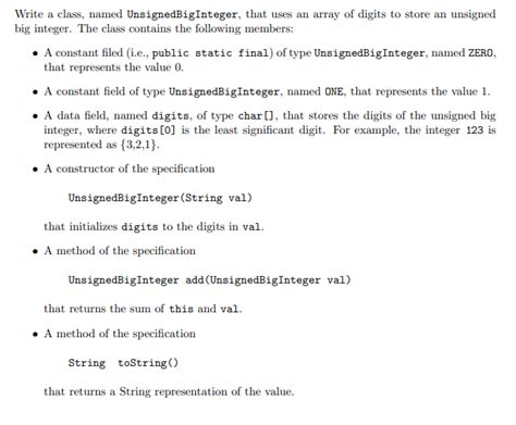 Write A Class Named Unsignedbiginteger That Uses An