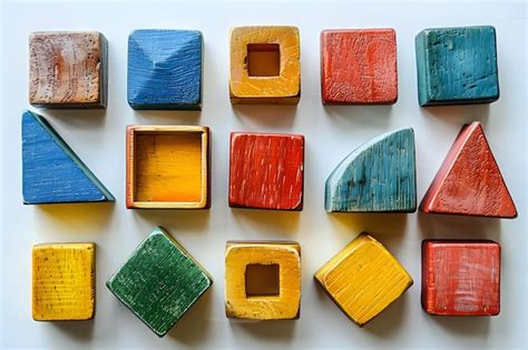 Colorful Wooden Blocks In Various Shapes And Sizes Premium Ai Generated Image