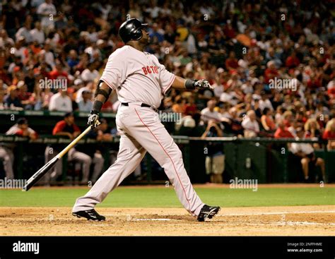 Boston Red Soxs David Ortiz Follows Through On A Swing During A Major