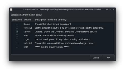 Github Ryanrudolfobasteamdeck Clover Dualboot Script To Install Clover A Graphical Boot