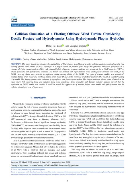pdf collision simulation of a floating offshore wind turbine