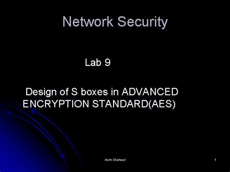 Network Security Lab 9 Design Of S Boxes