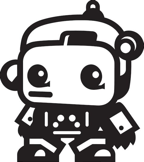 Tiny Titan Combat Robot In Black Vector Design Bitty Battler Cute Tiny Combat Bot Symbol