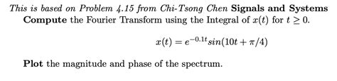 Solved This Is Based On Problem 415 From Chi Tsong Chen