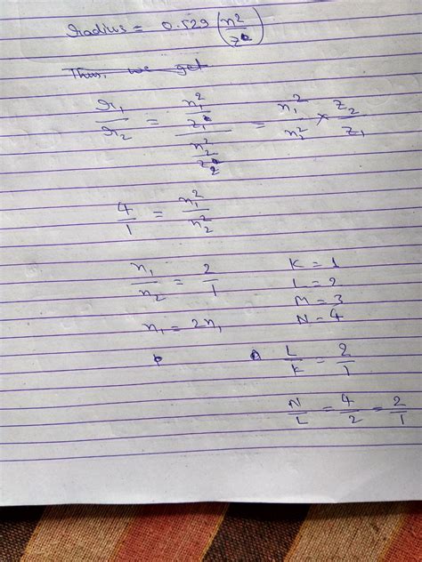 5 U Es Is The Ratio Of The Radii Of Two Bohr Orbits Of H Atoms Is 4