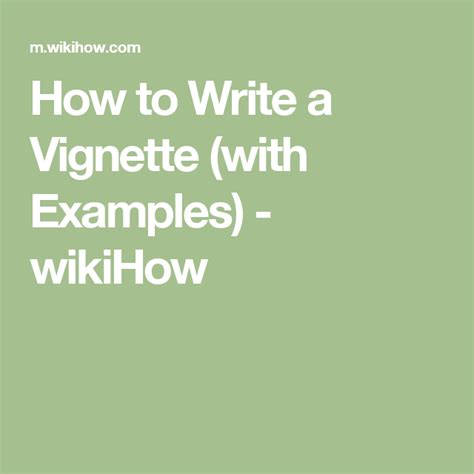 How To Write A Vignette With Examples