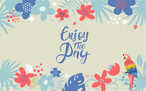 낙서 이국적인 열대 정글 열대 우림 프레임 앵무새 몬스터와 녹색 야자수 잎 꽃 격리된 요소입니다 텍스트에 대 한 배치 벡터 디자인 일러스트레이션 0명에 대한 스톡 벡터 아트