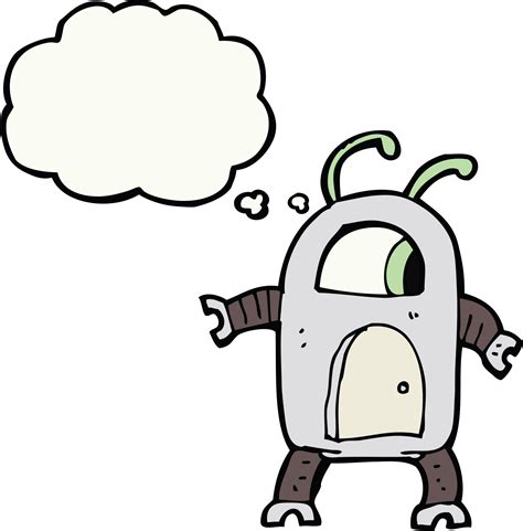 Cartoon Alien Robot With Thought Bubble 39883116 Png