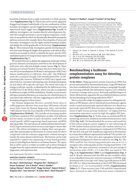 Pdf Benchmarking A Luciferase Complementation Assay For Detecting Protein Complexes