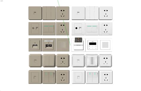 各式各样现代开关插座集合su模型 构建五金 土木在线