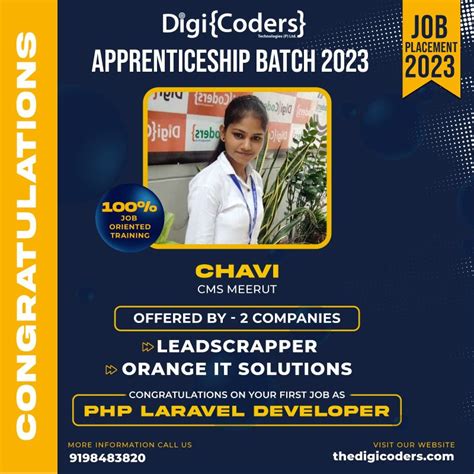 Digicoders Technologies On Linkedin 🥳 Congratulations Chavi Cms Meerut On Your Placement In…