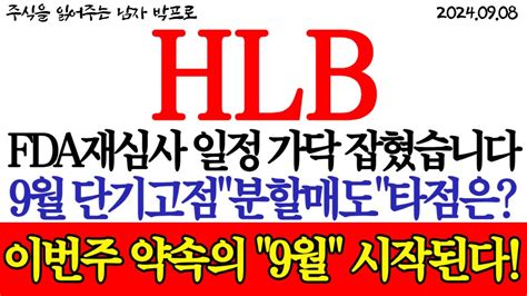 Hlb에이치엘비 주가전망 Fda재심사 일정 가닥 잡혔습니다 9월 단기고점분할매도타점은 이번주 약속의 9월 시작된다 Youtube