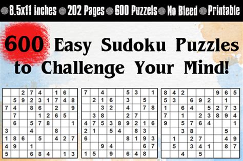 600 Easy Sudoku To Challenge You Mind Graphic By Oktobdz · Creative Fabrica