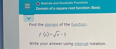 solved radicals and quadratic functionsdomain of a square