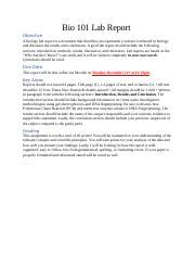 Bio 101 Lab Report Rubric Docx Bio 101 Lab Report Objective A Biology Lab Report Is A Document