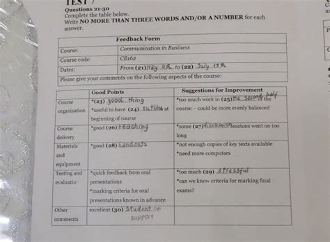 Complete The Table Below Write No More Than Three Words Andor A Number