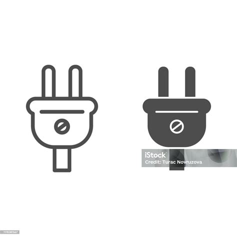 전기 플러그 라인과 글리프 아이콘 흰색으로 격리된 소켓 플러그 벡터 그림입니다 웹 및 응용 프로그램을 위해 설계된 전기 케이블 개요 스타일 디자인 Eps 10 0명에 대한