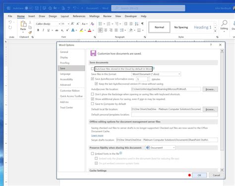 Turn Off Auto Save In Word And Excel Platinum Computer Solutions