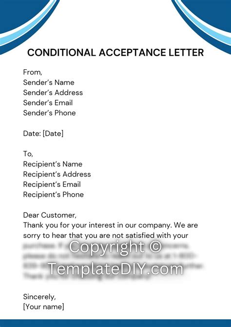 conditional acceptance letter template