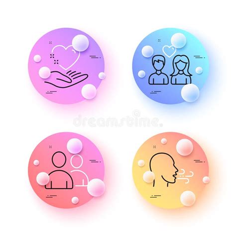Breathing Exercise Couple Love And Hold Heart Minimal Line Icons For