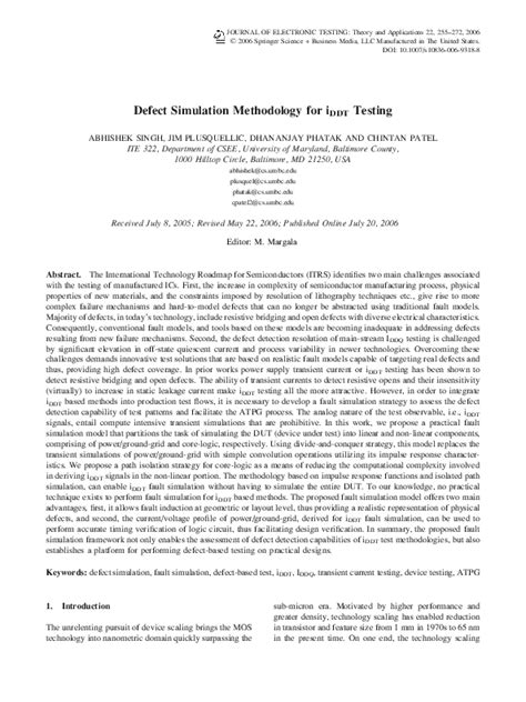 Pdf Defect Simulation Methodology For Iddt Testing