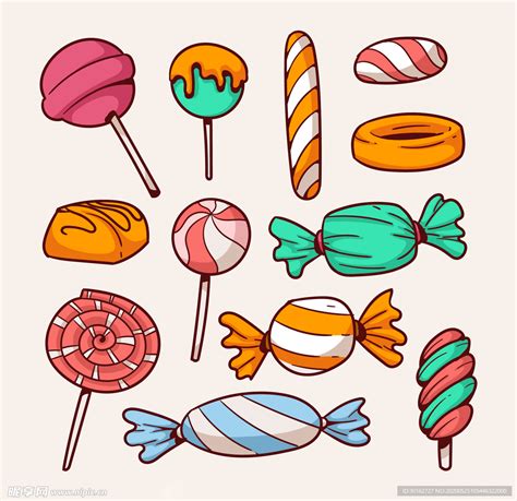 手绘漫画可爱糖果矢量素材设计图 其他 动漫动画 设计图库 昵图网
