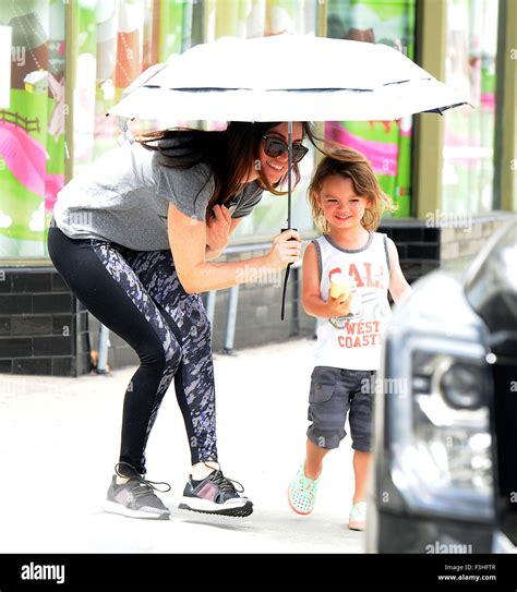 Megan Fox Picks Up Son Noah Shannon Green From Playschool And Shields Stock Photo Alamy